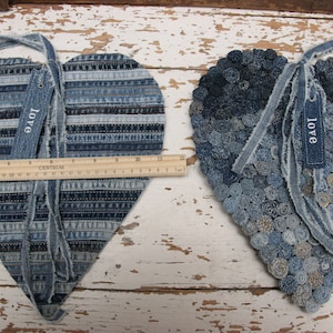 Hanging Recycled Denim Heart Decor, Denim Wall Decor, Denim Heart ...