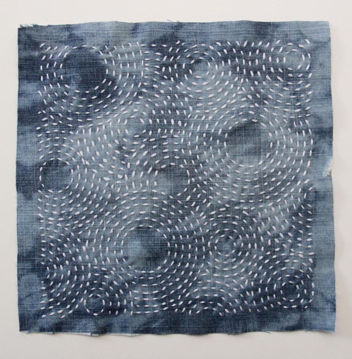 Large Sashiko Boro & Shibori Denim Patch , Slow Stitch Patch for Denim ...