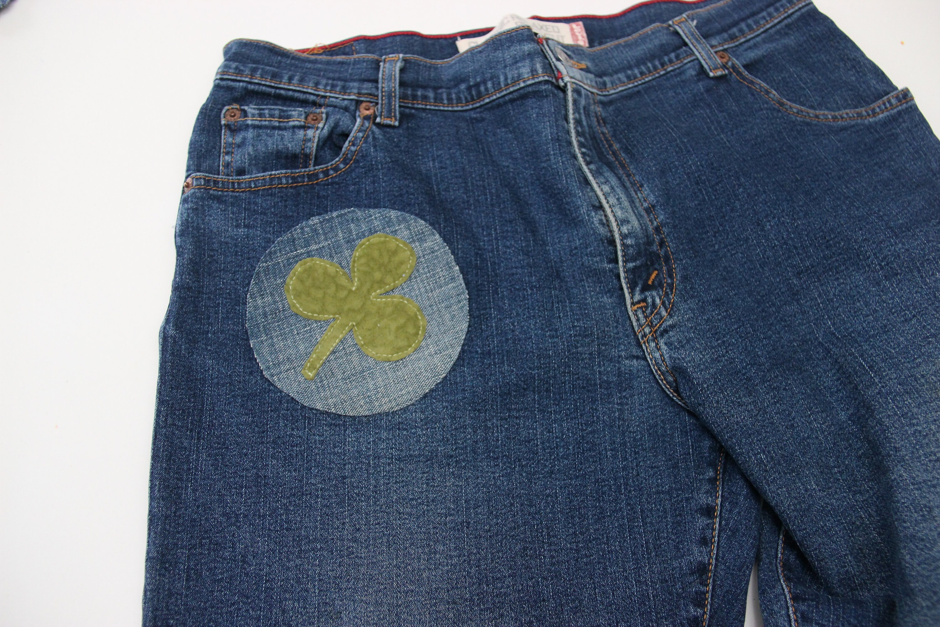 Recycled Denim Patch With Clover Leaf Hippie Patch - Etsy