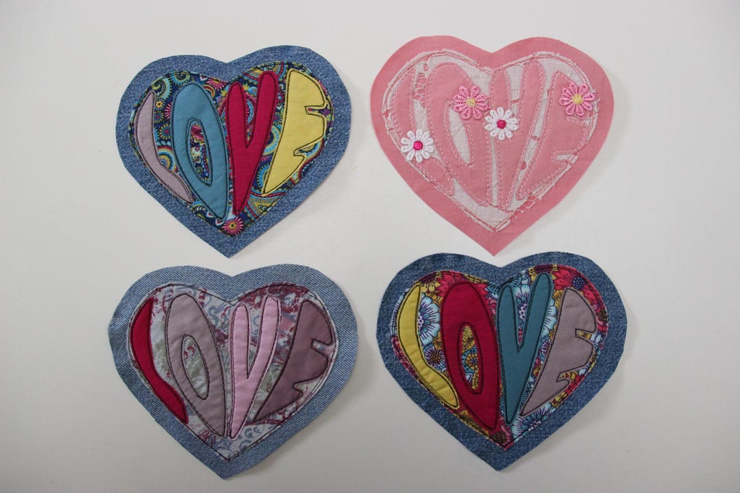 Love Letters Heart Shape Patches , Decorative Patches for Jeans , Heart ...