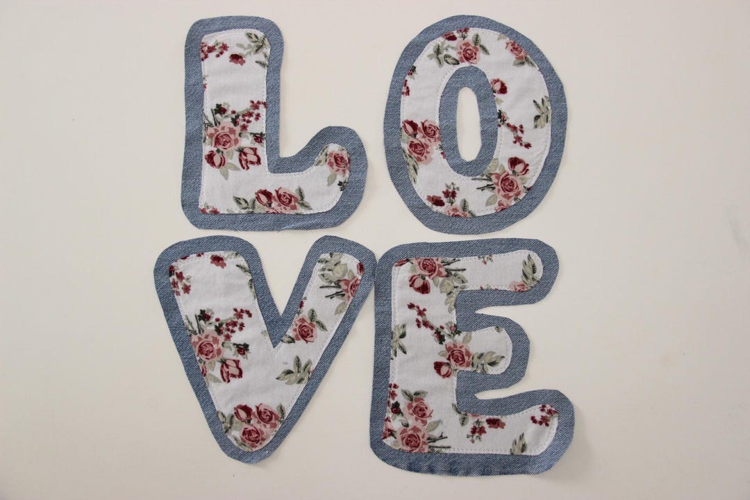 Romantic Extra Large Denim Love Letters Patch Set , Love Back Patches ...