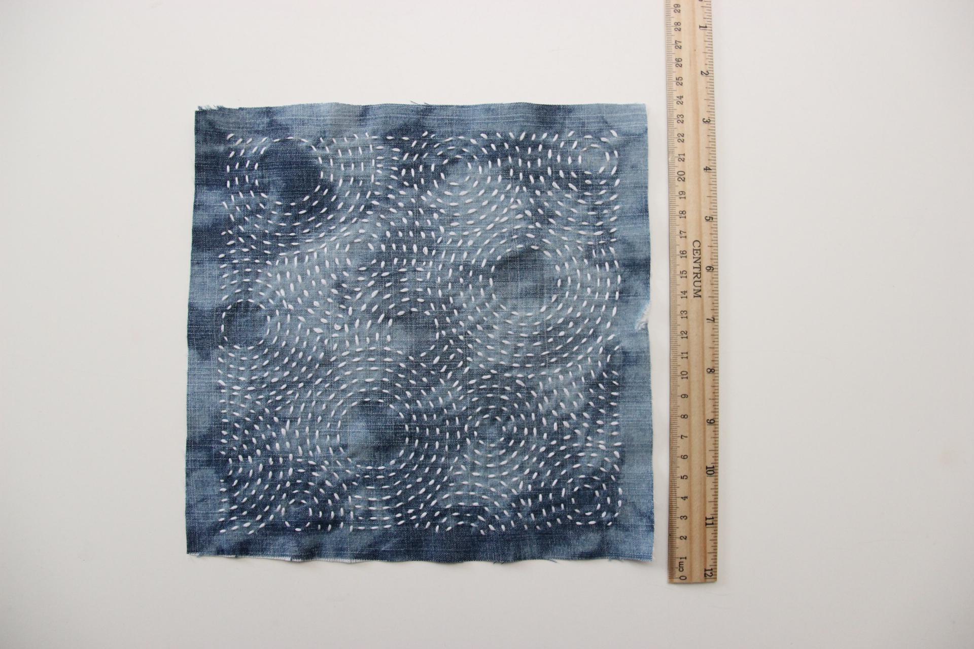 Large Sashiko Boro & Shibori Denim Patch , Slow Stitch Patch for Denim ...