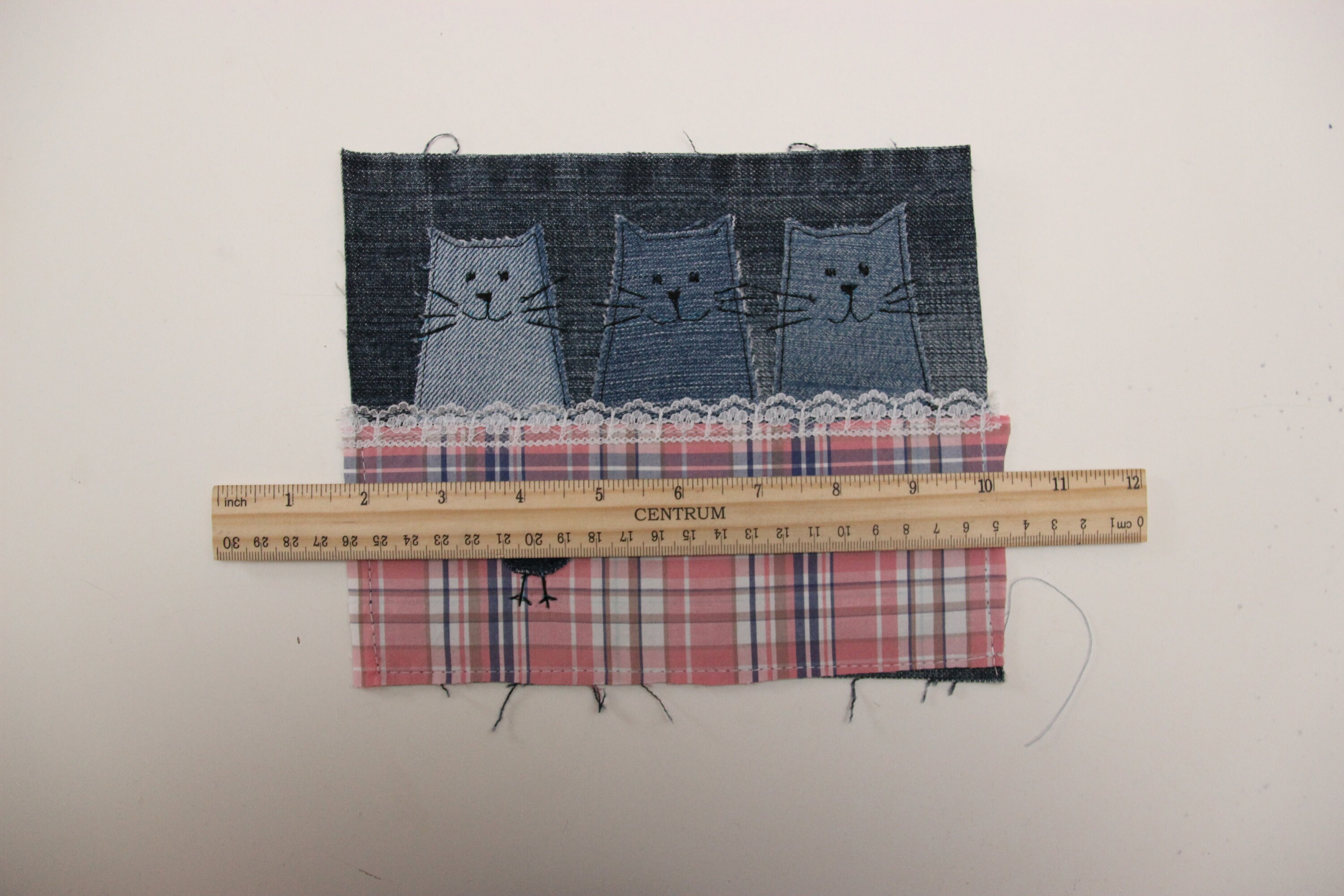 Large Denim Recycled Patch With Cats Applique ,cats Sew on Patch for ...
