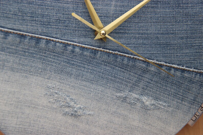 Denim Wall Clock , Upcycled Denim Handmade Clock , Simple Wall Clock ...