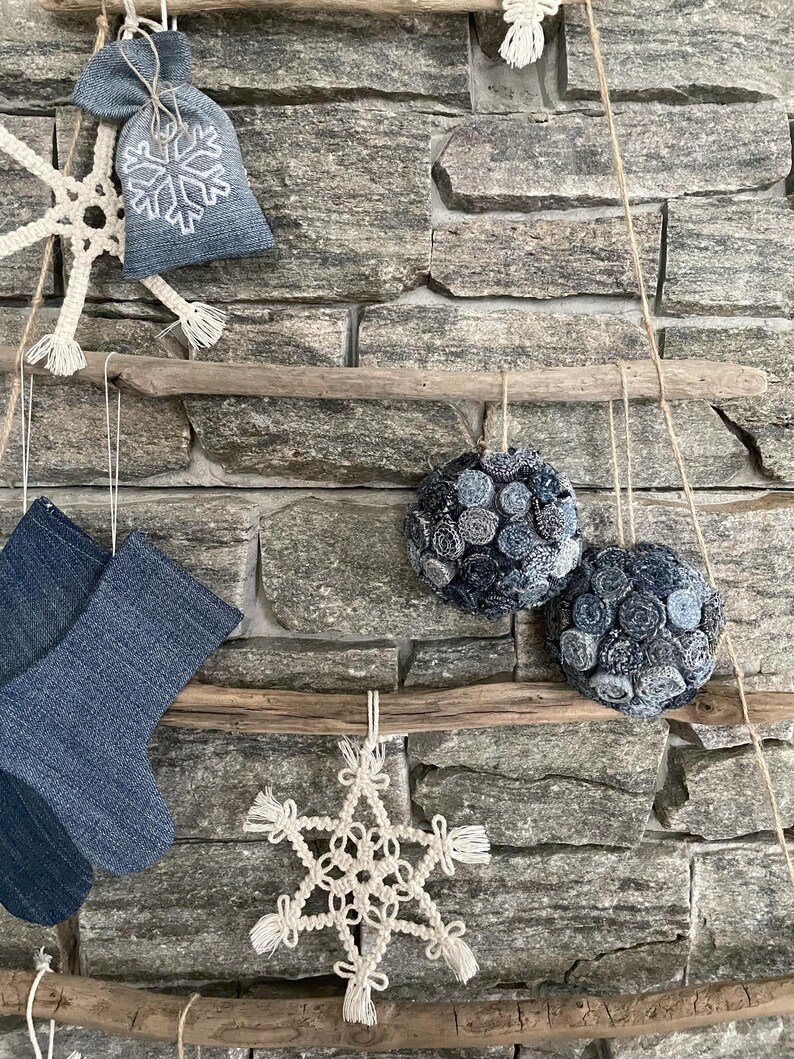 Denim Christmas Tree Decorations , Christmas Tree Baubles , Christmas ...