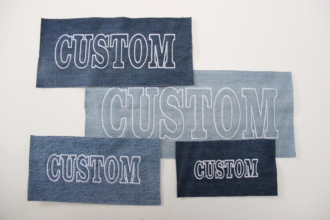 Custom Patch With Your Text in 4 Sizes , Recycled Denim Patch , Patch ...