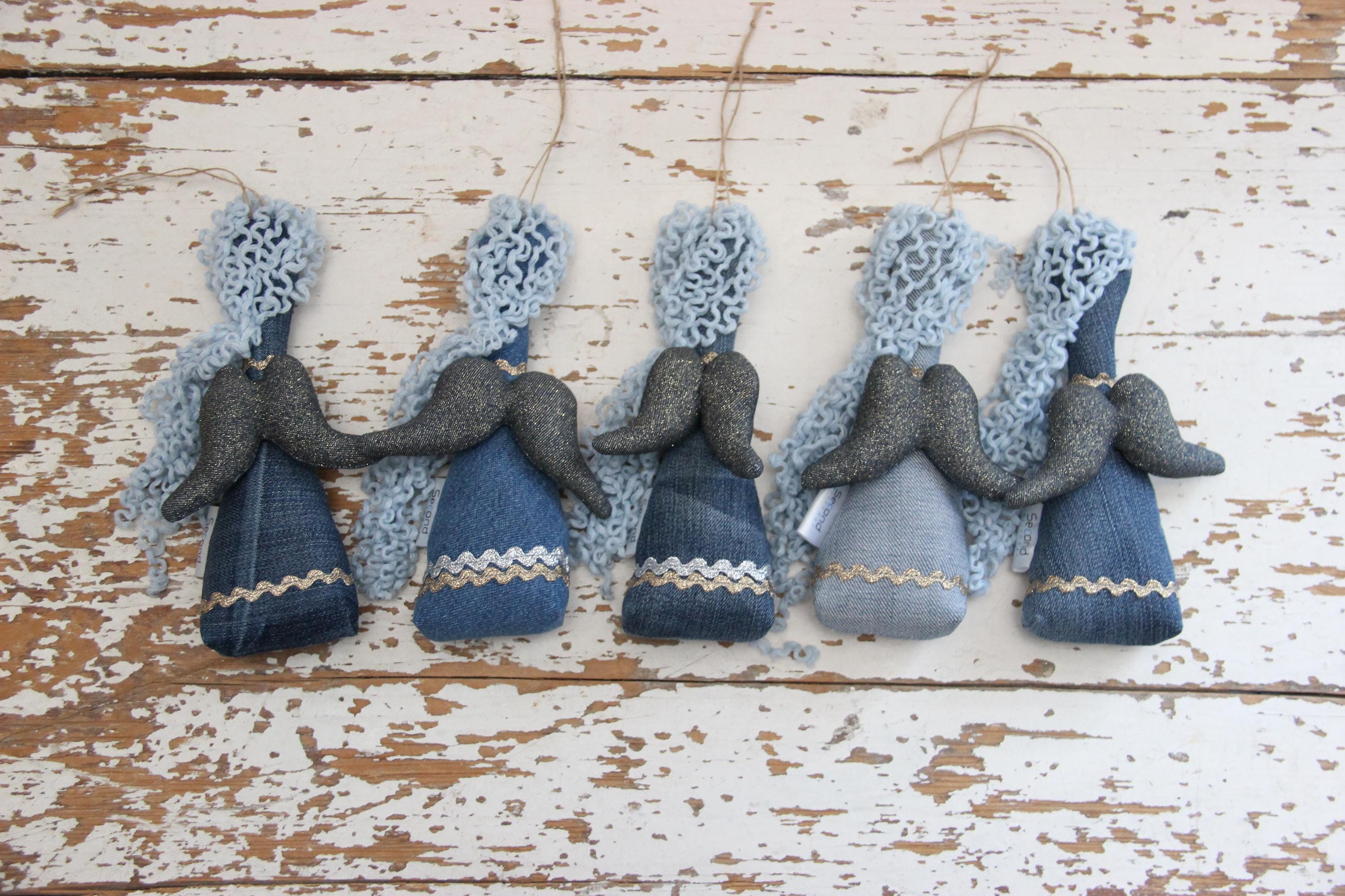 Christmas Tree Recycled Denim Angel Decor, Hanging Angel, Christmas ...