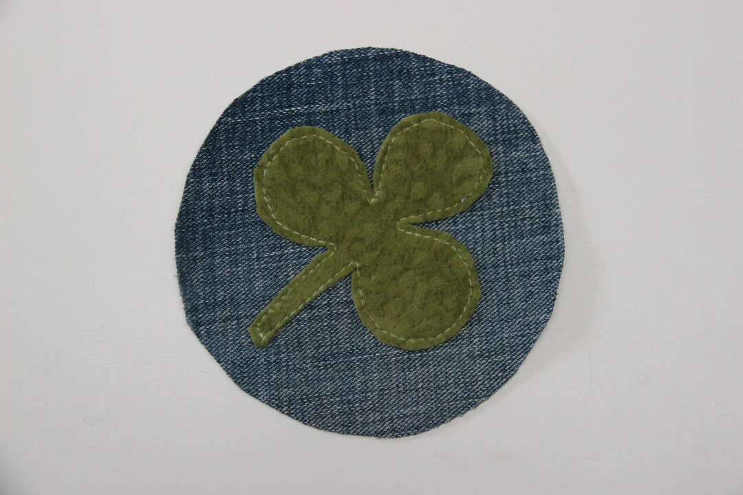 Recycled Denim Patch With Clover Leaf , Hippie Patch , Handmade Patch ...