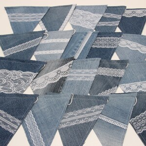 Recycled Denim & Lace Flag Garland, Denim Lace Bunting, Denim Bunting ...