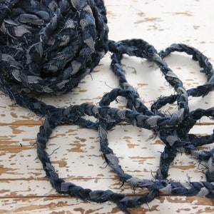 Recycled Denim Scrap Braid Garland, Denim Bunting, Denim Scrap Garland ...