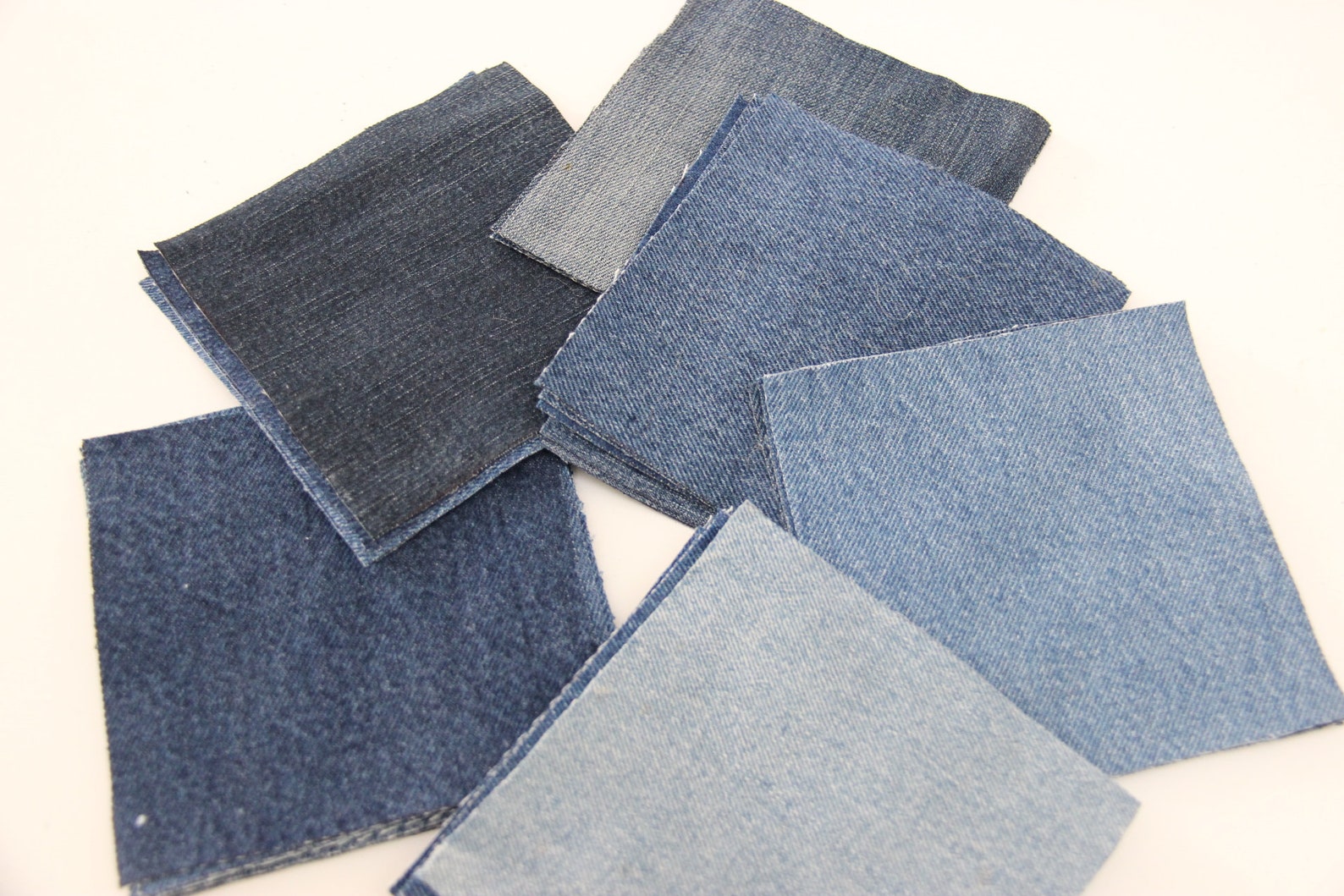 20 Pieces 2"/ 3"/ 4''/ 5''/ 6''/ 7'' Denim Squares (4,9-17,7 Cm ...