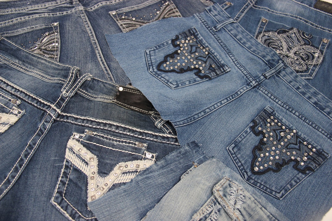 Denim Back Pockets on Denim Base , Pockets for Repurpose , Purse Making ...
