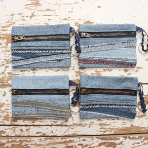Denim Coins Purse, Recycled Denim Wallet, Small Denim Pouch, Denim ...