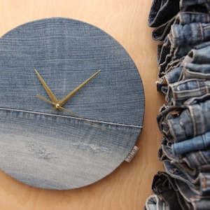 Denim Wall Clock , Upcycled Denim Handmade Clock , Simple Wall Clock ...
