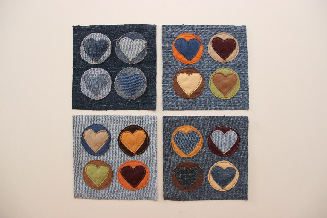 Rainbow Heart Patch , Denim Heart Patch , Embroidered Heart Patches ...