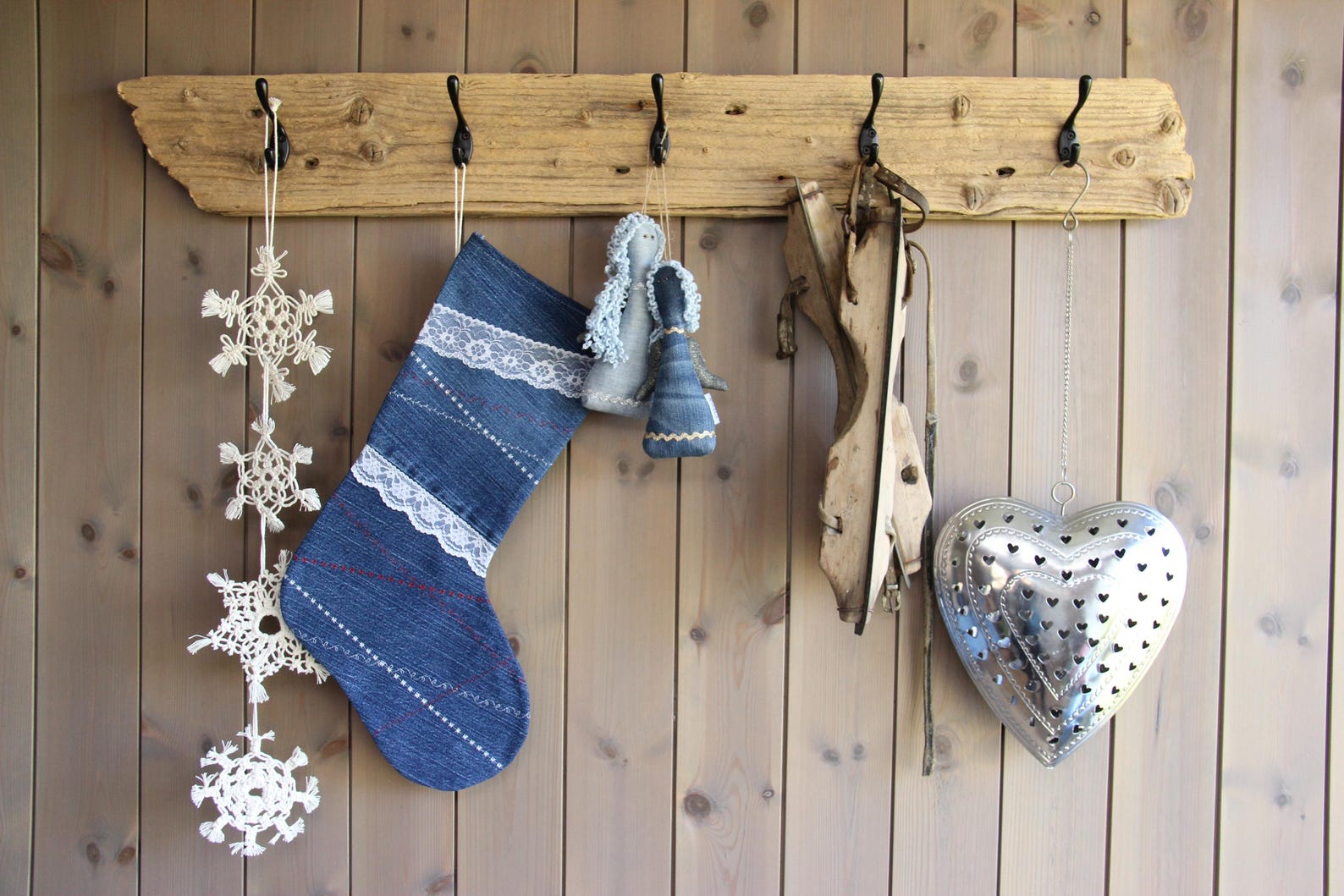 Christmas Tree Recycled Denim Angel Decor, Hanging Angel, Christmas ...