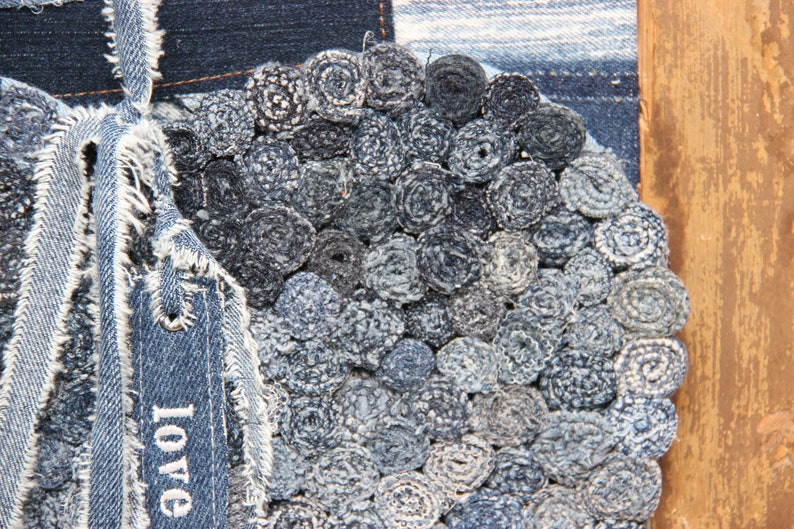 Hanging Recycled Denim Heart Decor, Denim Wall Decor, Denim Heart ...