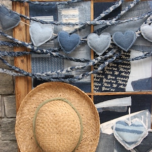 Recycled Denim Scrap Braid Garland, Denim Bunting, Denim Scrap Garland ...