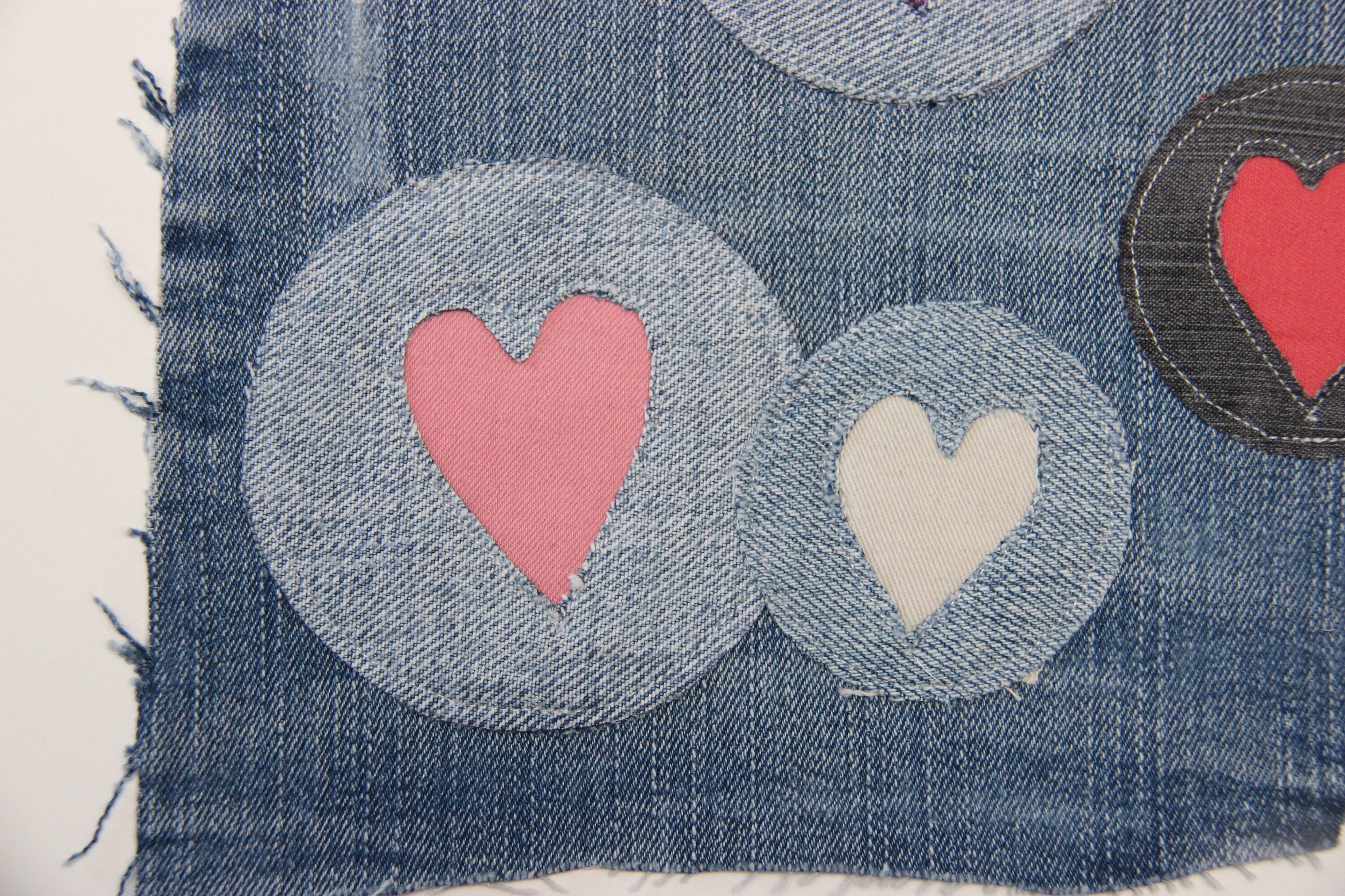 Sew on Denim Heart Patch , Denim Scrap Patch , Large Patch , Jean Heart ...