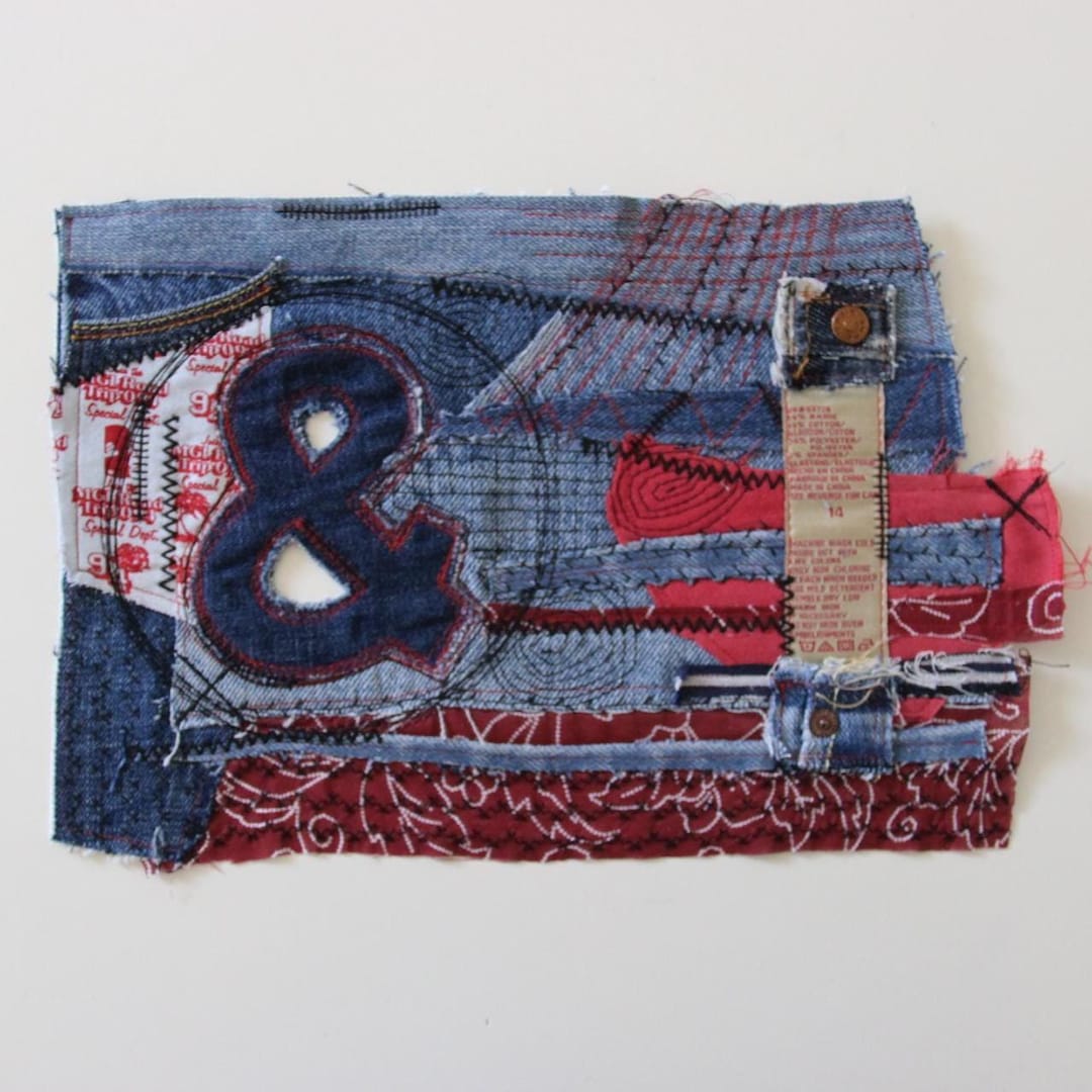 Recycled Denim Patch , Hippie Jean Jacket Back Patch , Denim Scrap Sew ...