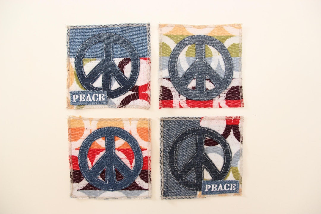 Peace Symbol Denim Patch , Hippie Symbol Patch , Pacifist Symbol Sew on ...