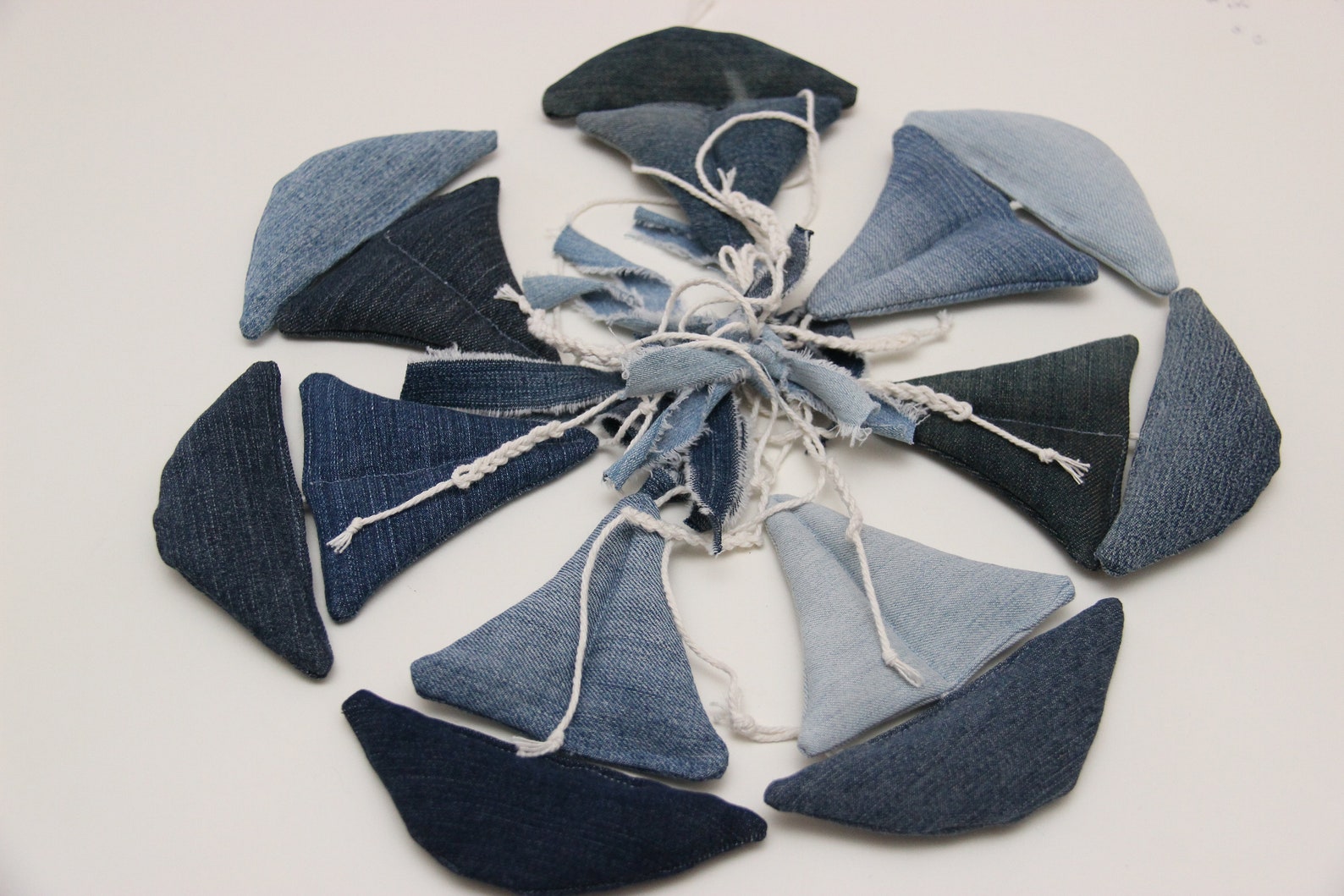 Recycled Denim Sailboat Garland, Denim Sailboat Bunting, Denim Bunting ...