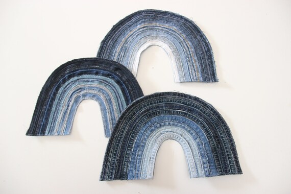 Recycled Denim Rainbow Patches Large Sew on Patch Denim - Etsy