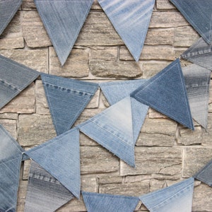 Recycled Denim Flag Garland, Denim Bunting, Denim Bunting Banner, Denim ...