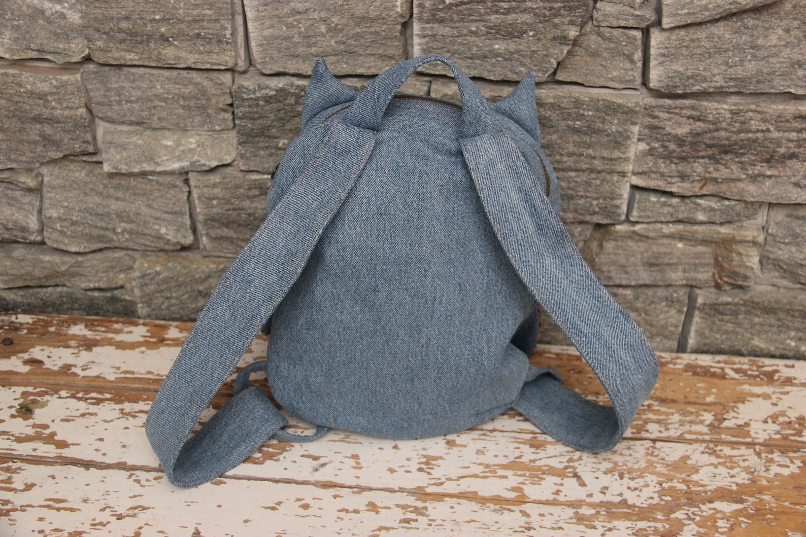 Owl Backpack for Preschooler , Light Jeans Backpack , Upcycled Denim ...