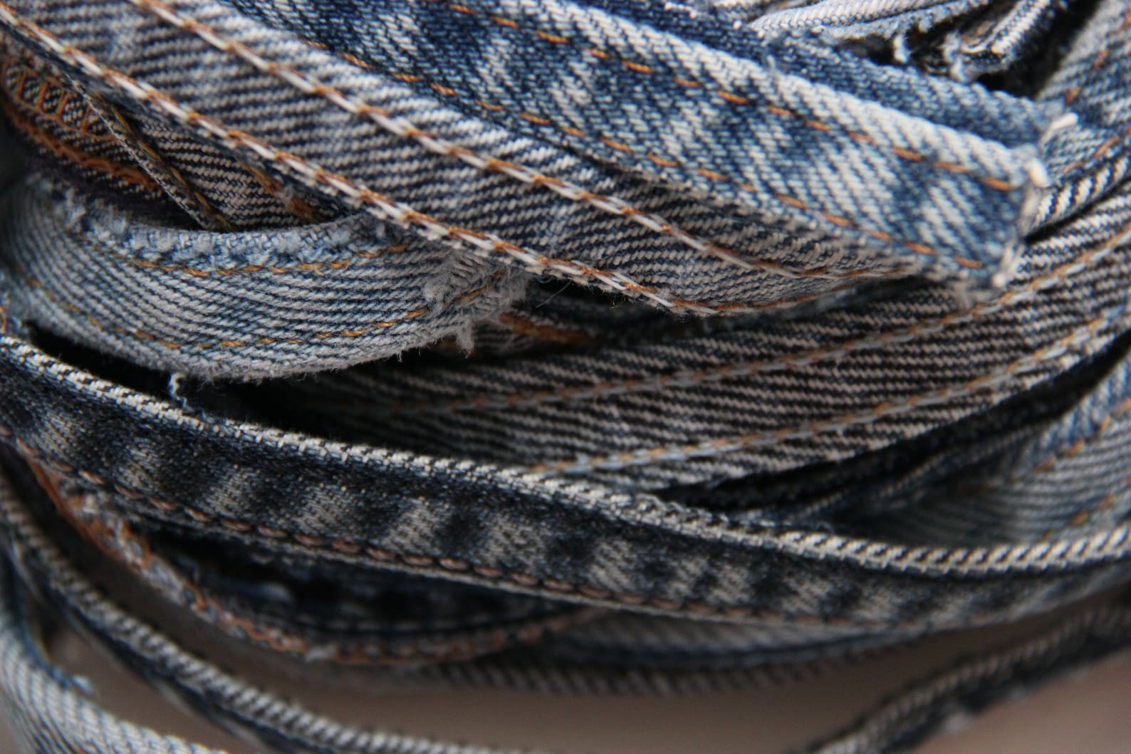 Reclaimed Jean Seams , Denim Hems , Recycled Denim Cord , Repurposed ...