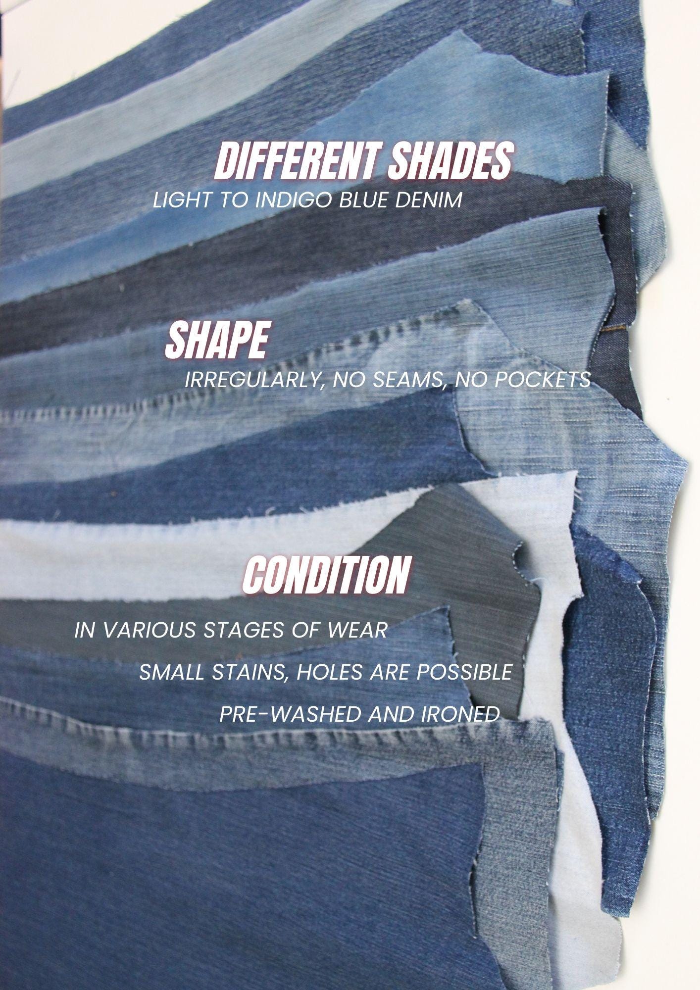 Denim Legs Scrap Bundle , Denim DIY Project Fabric , Slow Stitching ...