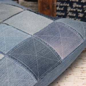 Recycled Denim Pillow Cover , Decorative Pillow Cover , Throw Pillow ...