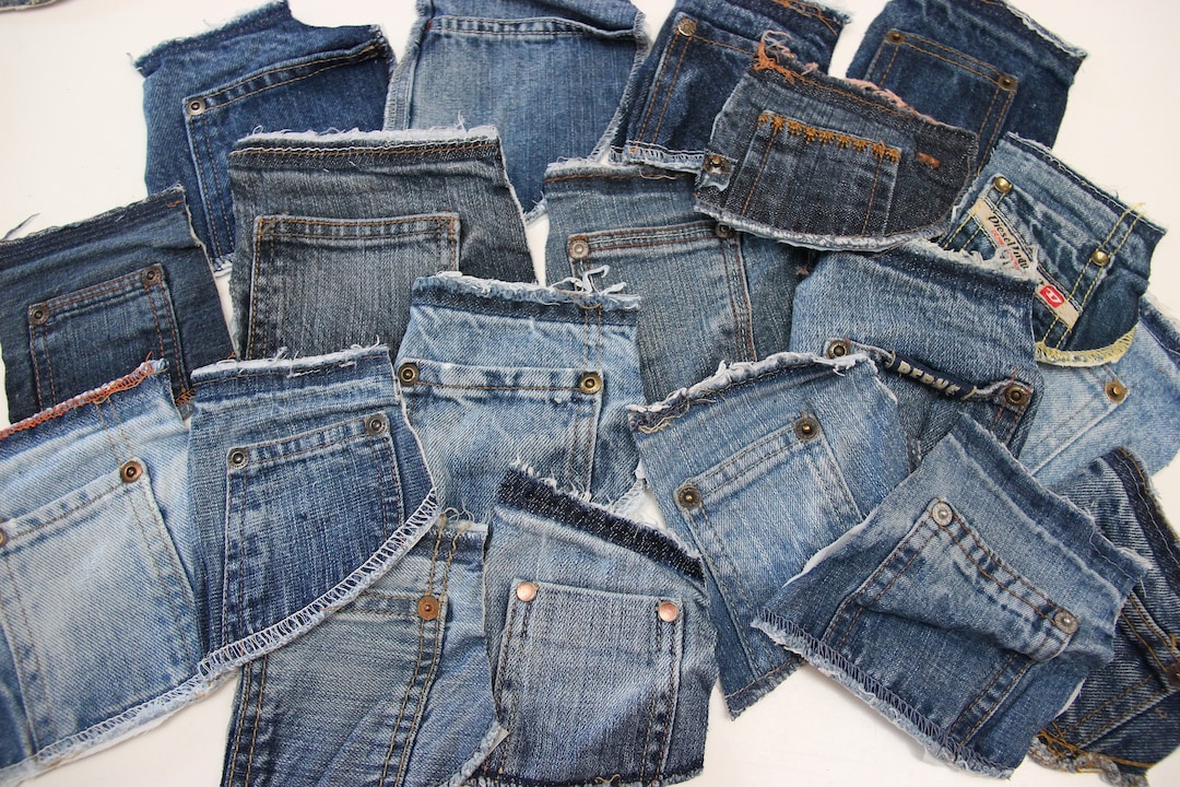 10/15/20/30/60 Denim Coin Pockets Bundle , Small Jean Pockets , Denim ...