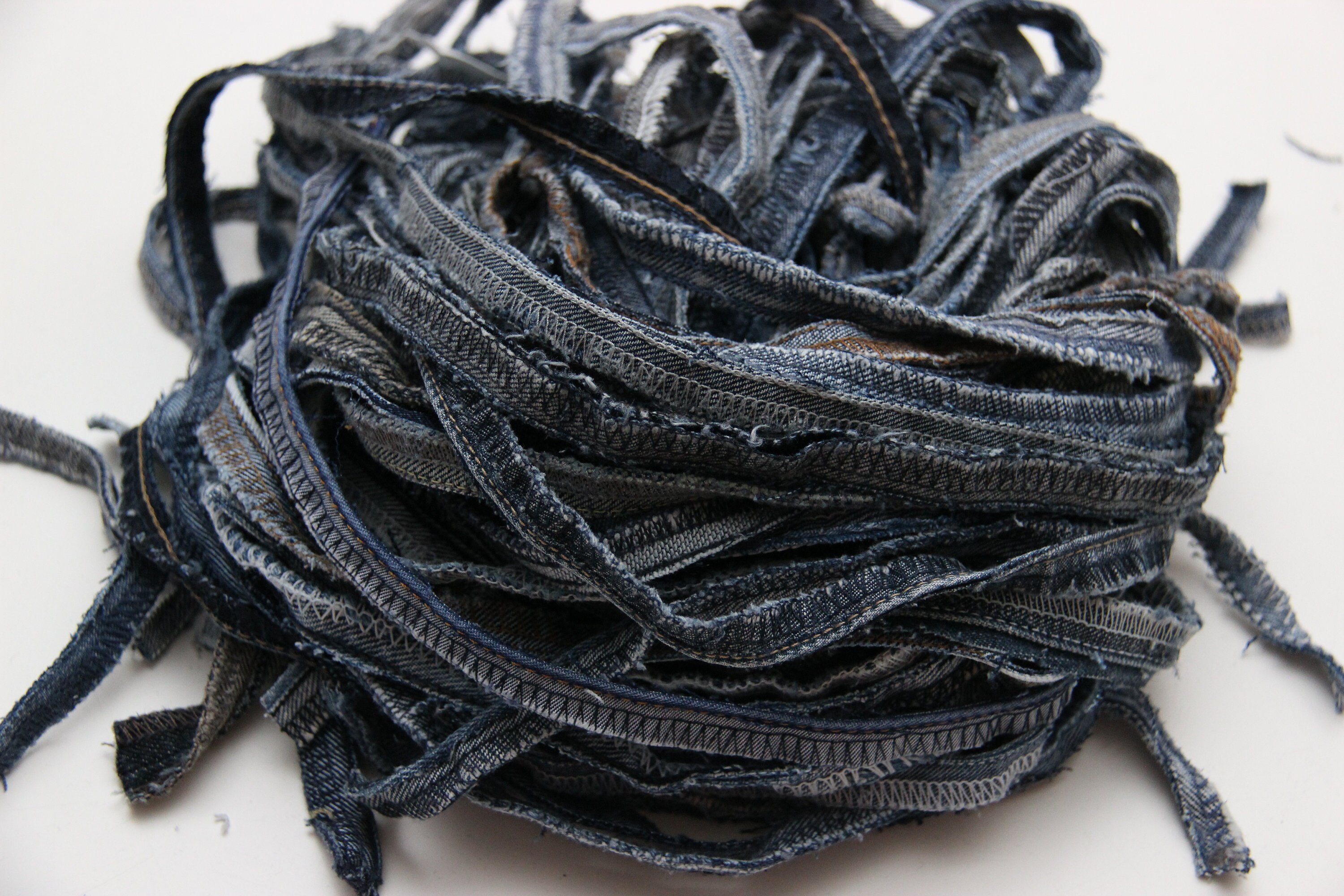 Overlocked Denim Seams , Denim Hems , Recycled Denim Cord , Repurposed ...