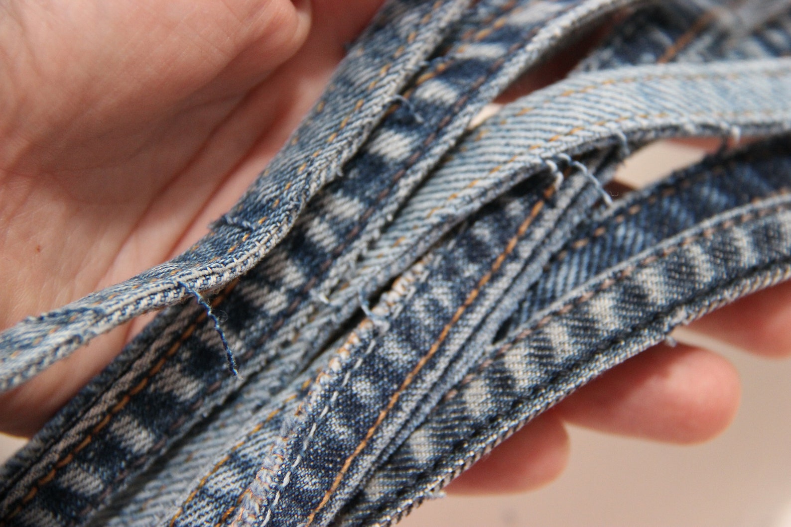 Reclaimed Jean Seams , Denim Hems , Recycled Denim Cord , Repurposed ...