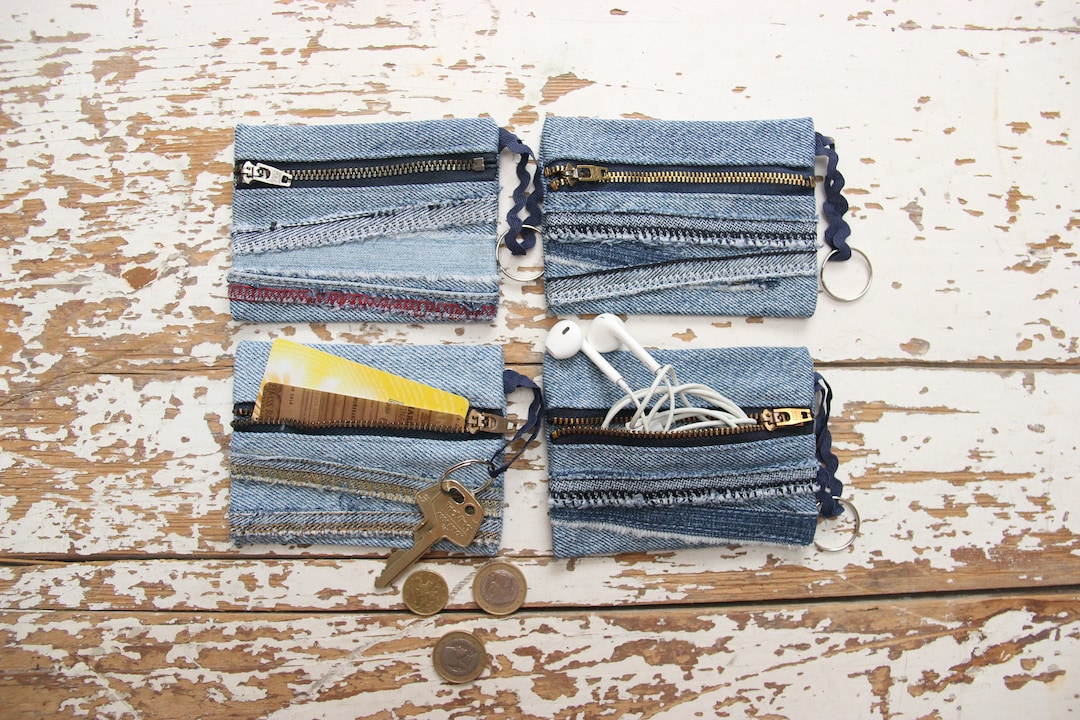 Denim Coins Purse, Recycled Denim Wallet, Small Denim Pouch, Denim ...