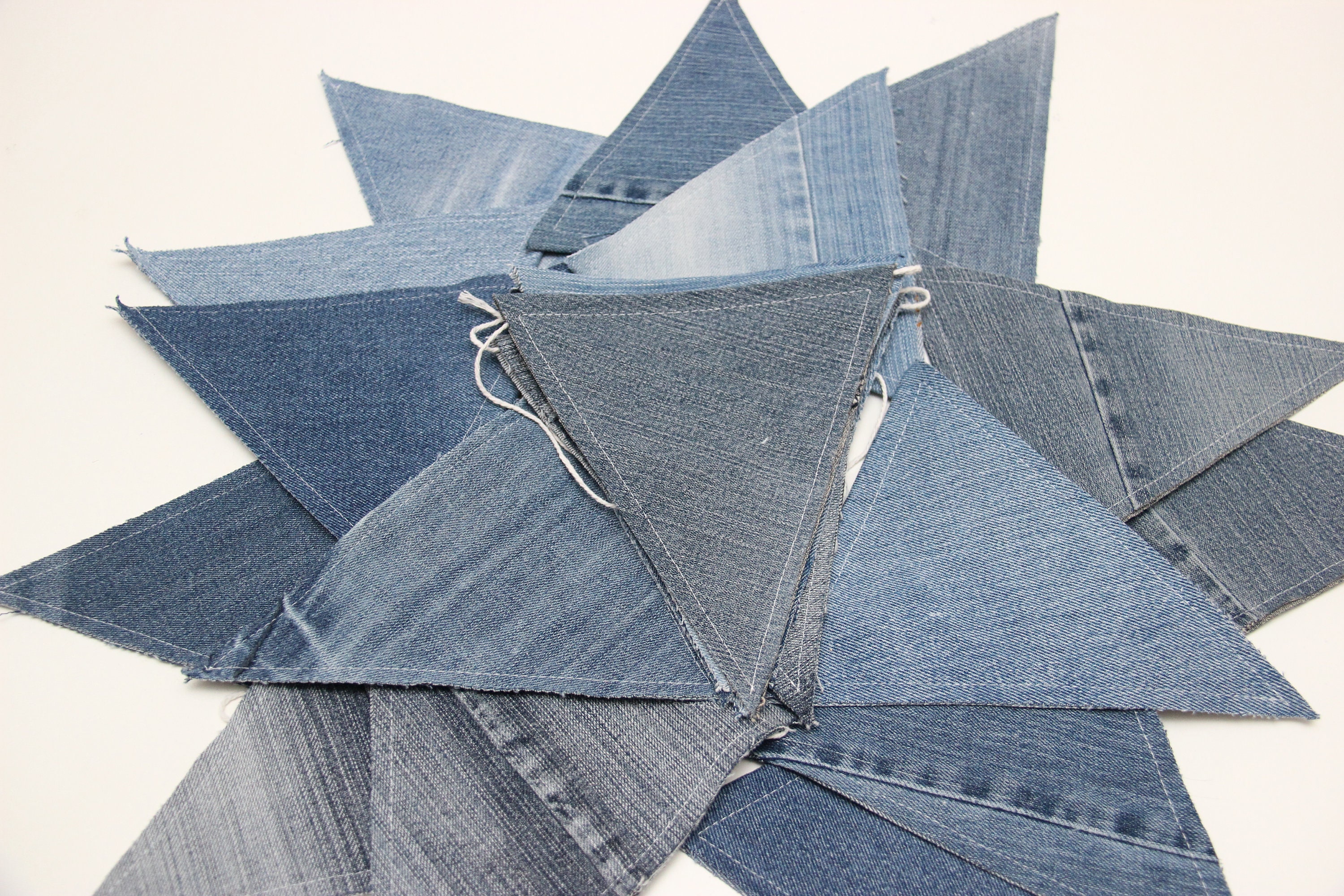 Recycled Denim Flag Garland, Denim Bunting, Denim Bunting Banner, Denim ...