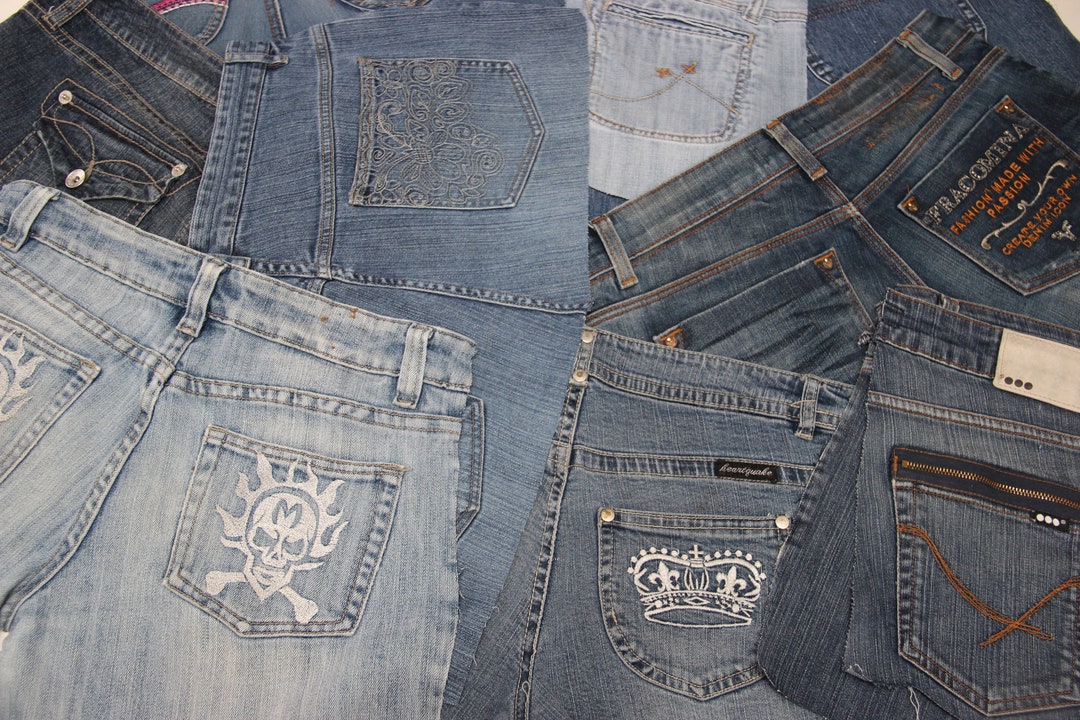 Reclaimed Jeans Pieces With Back Pockets , Pockets for Repurpose ...