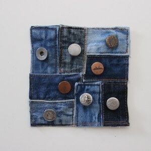 Recycled Denim Button Patch , Denim Scrap Sew on Patch , Upcycled Jeans ...