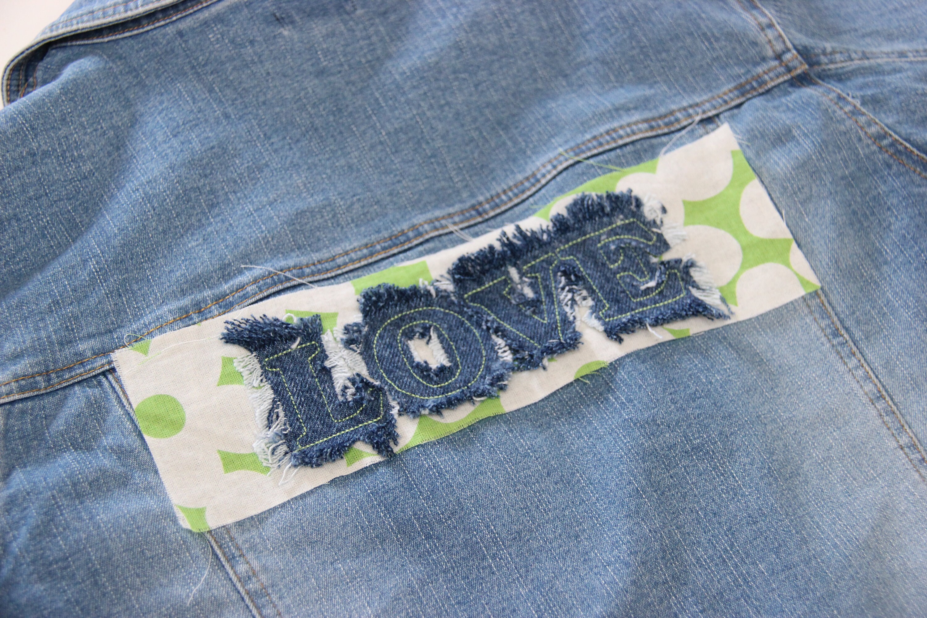Love Patch , Recycled Denim Frayed Patch , Denim Jacket Patch , Hippie ...