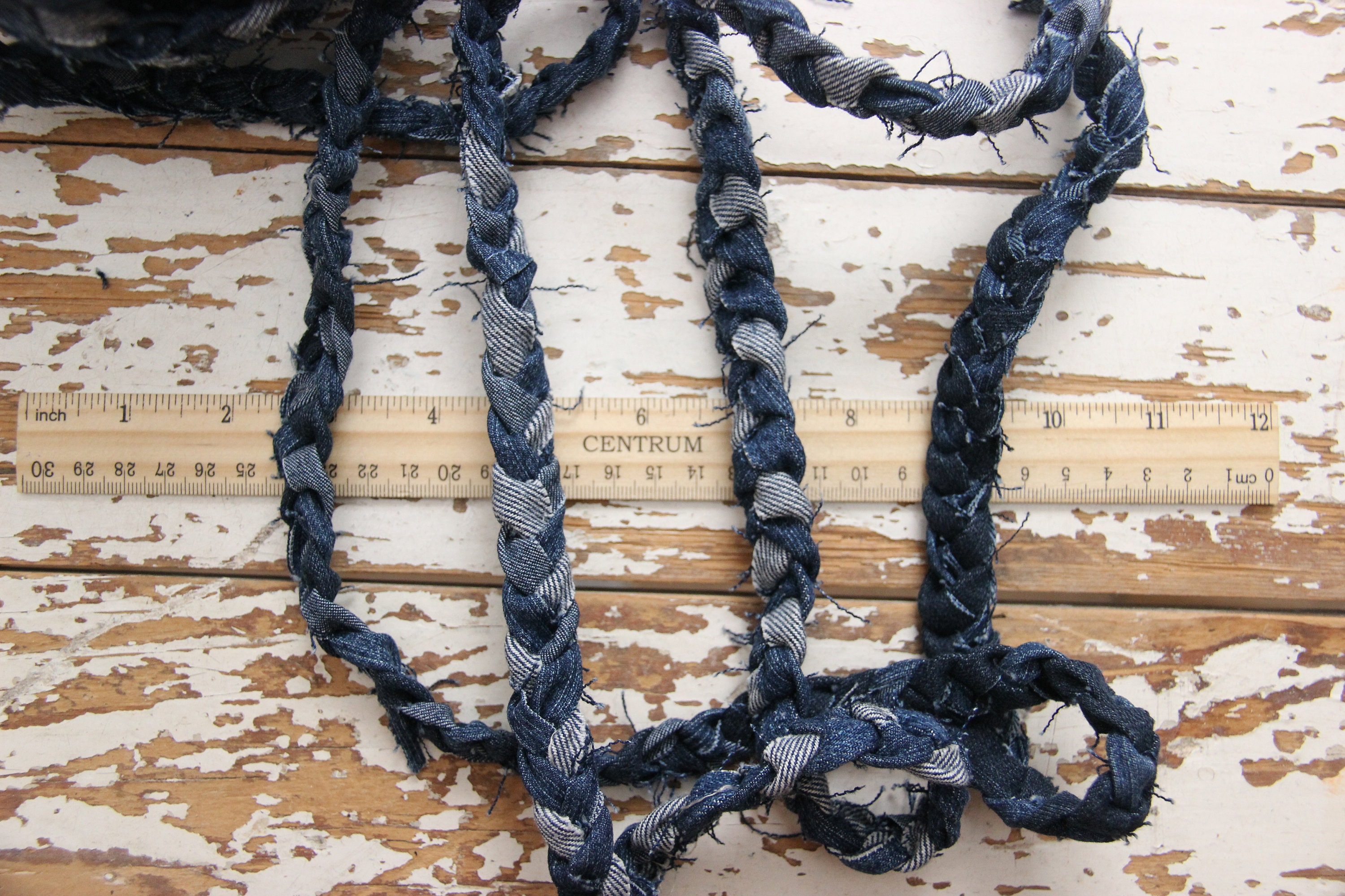 Recycled Denim Scrap Braid Garland, Denim Bunting, Denim Scrap Garland ...