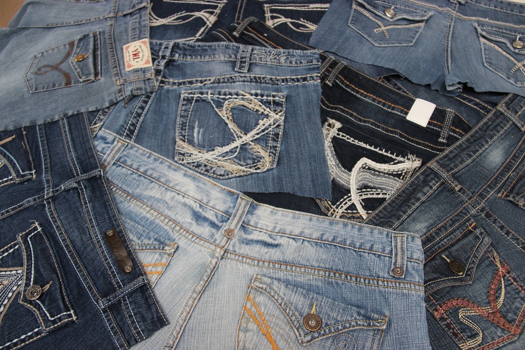 Reclaimed Denim Pieces With Back Pockets , Pockets for Repurpose ...