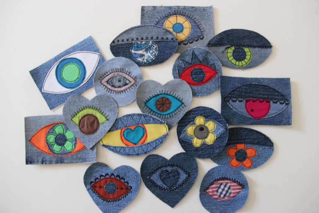 Recycled Denim Eye Patches , Colorful Evil Eye Appliques , Freemotion ...