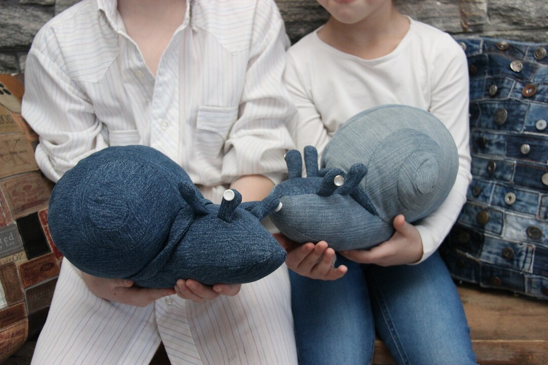 Recycled Denim Snail Toy , Stuffed Snail , Upcycled Denim Toy , Plushie ...