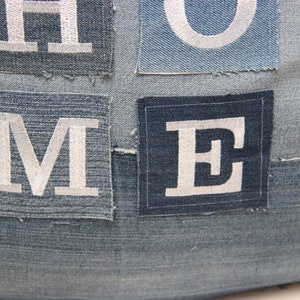 Upcycled Denim Cushion With Welcome Home or Home Letters Embroideries ...