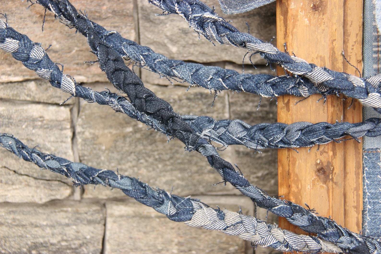 Recycled Denim Scrap Braid Garland, Denim Bunting, Denim Scrap Garland ...