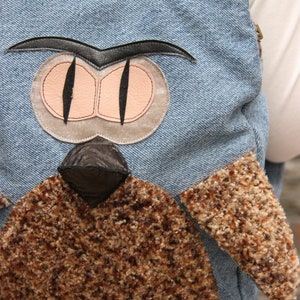 Owl Backpack for Preschooler , Light Jeans Backpack , Upcycled Denim ...