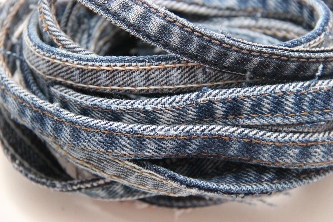 Reclaimed Jean Seams , Denim Hems , Recycled Denim Cord , Repurposed ...
