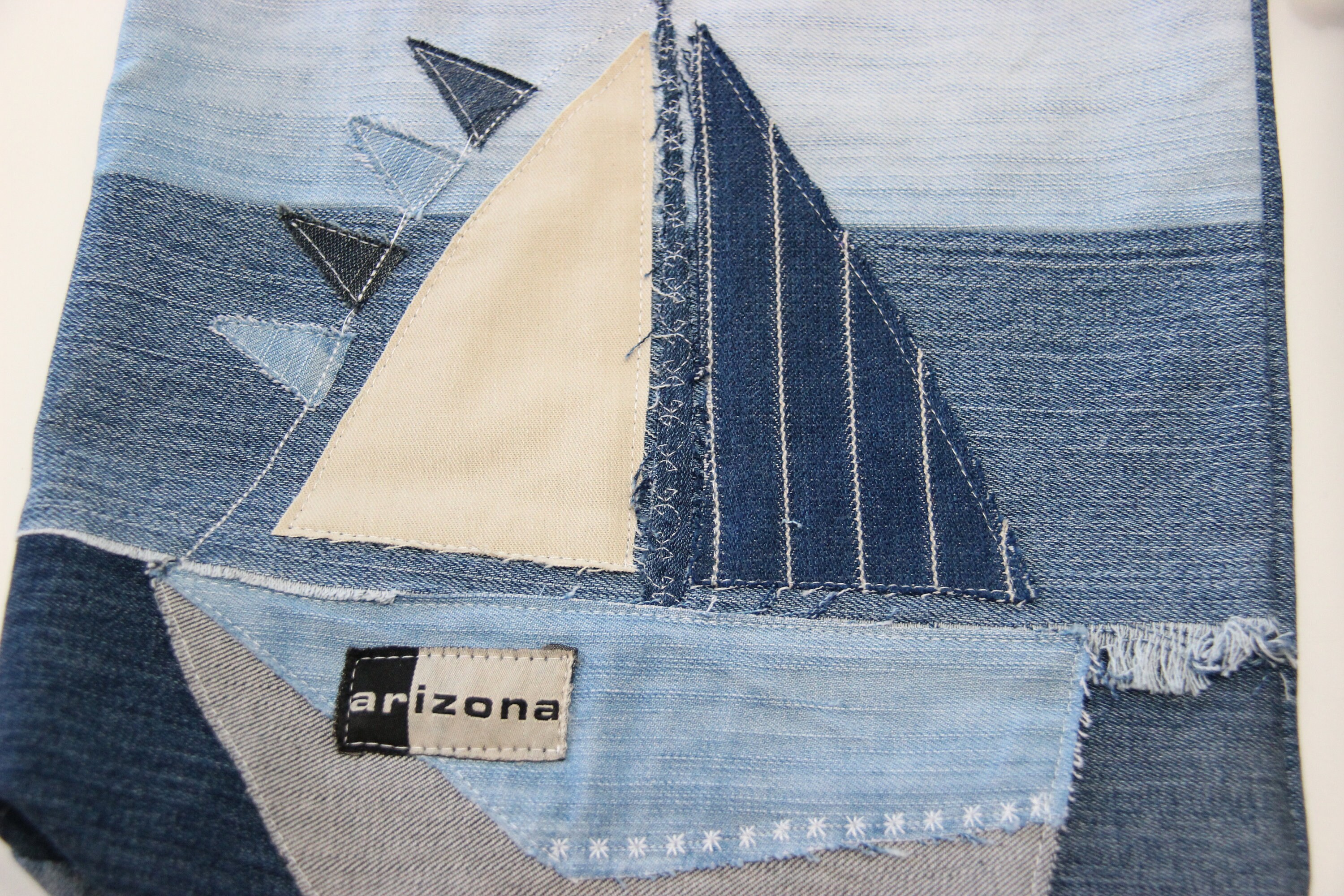 Recycled Denim Storage Bag, Denim Drawstring Bag, Denim Sailboat Bag ...