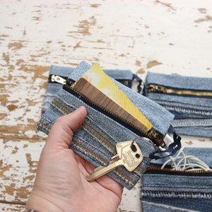 Denim Coins Purse, Recycled Denim Wallet, Small Denim Pouch, Denim ...